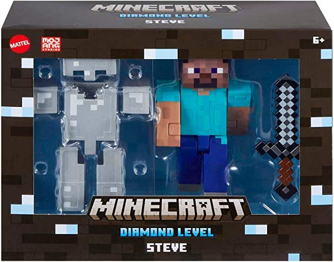 Minecraft Diamond Level Figura Steve con Armadura - Juguetron