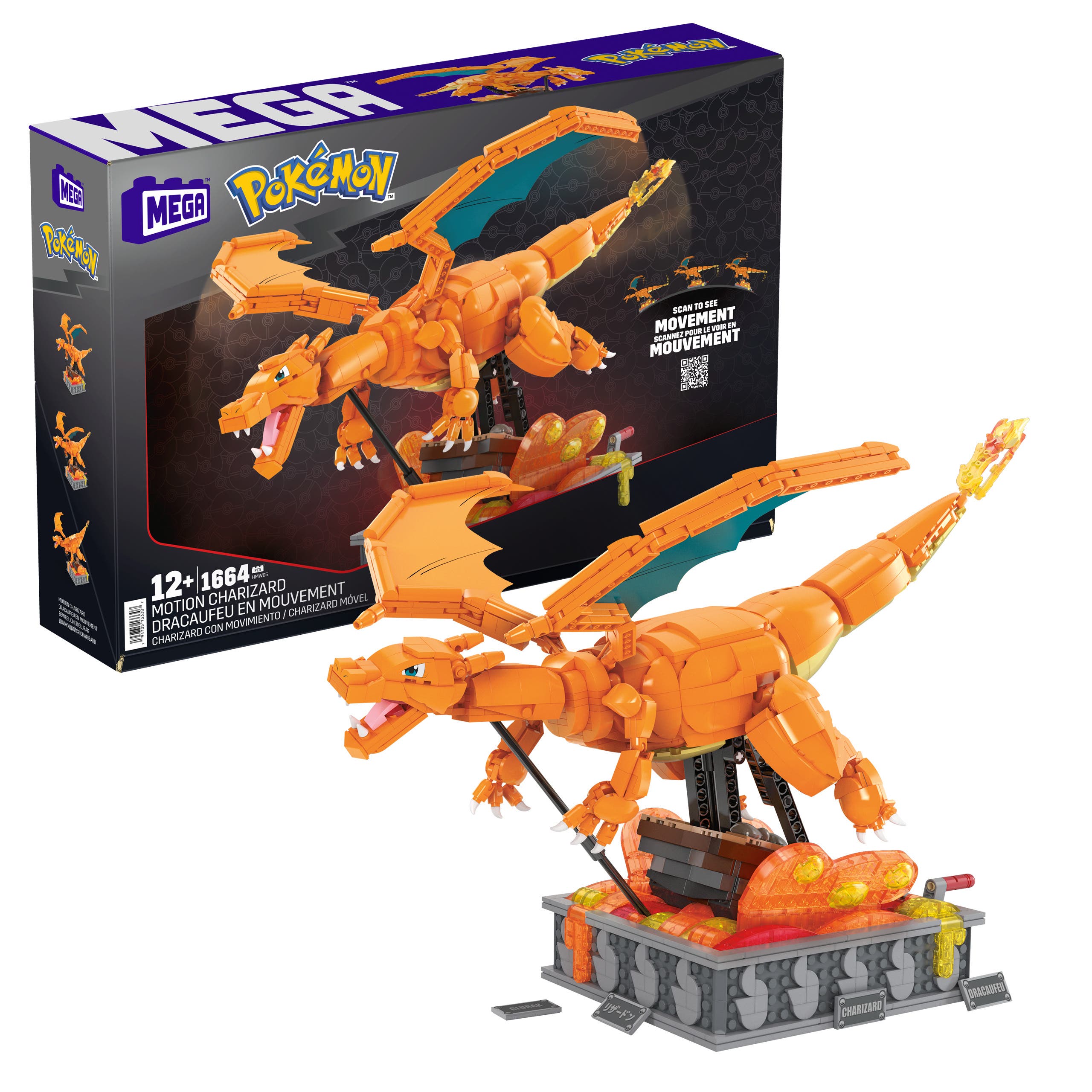 Pokémon Charizard Mega Construx Collector con Movimiento HMW05 - Juguetron