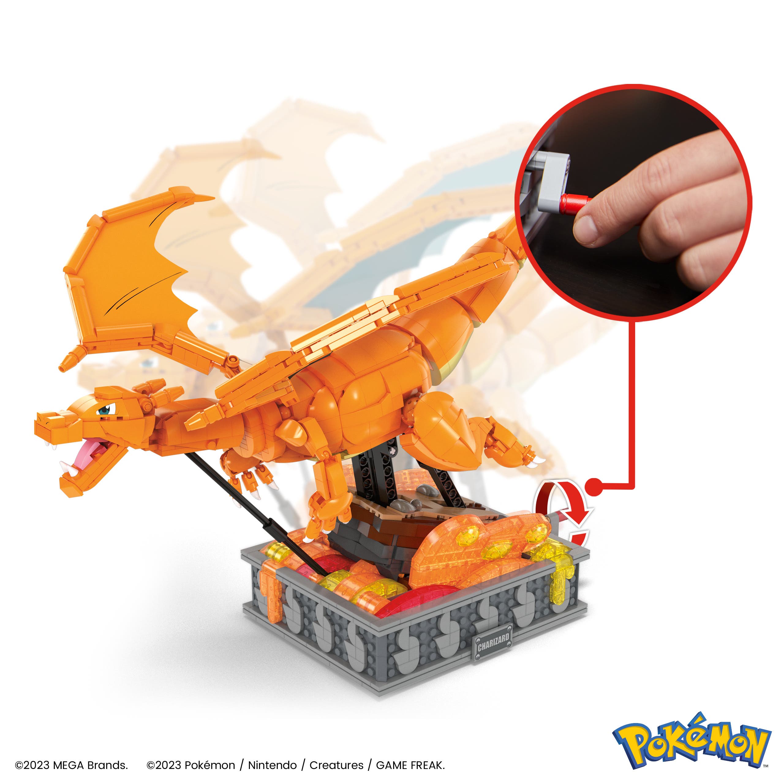Pokémon Charizard Mega Construx Collector con Movimiento HMW05 - Juguetron