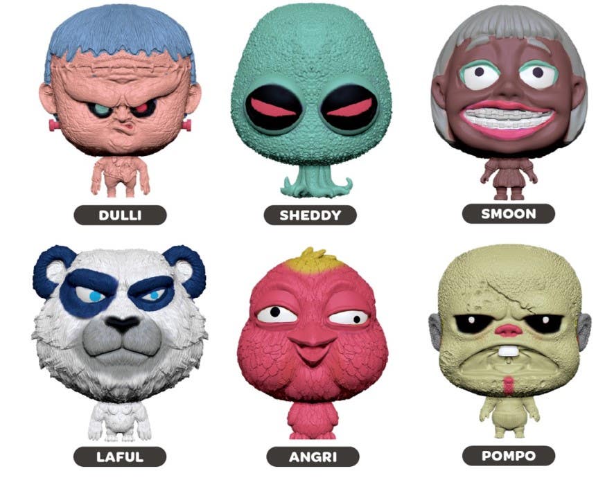 Flexors Splatz Heads Muñeco Elástico Angri con Cabeza Gigante - Juguetron