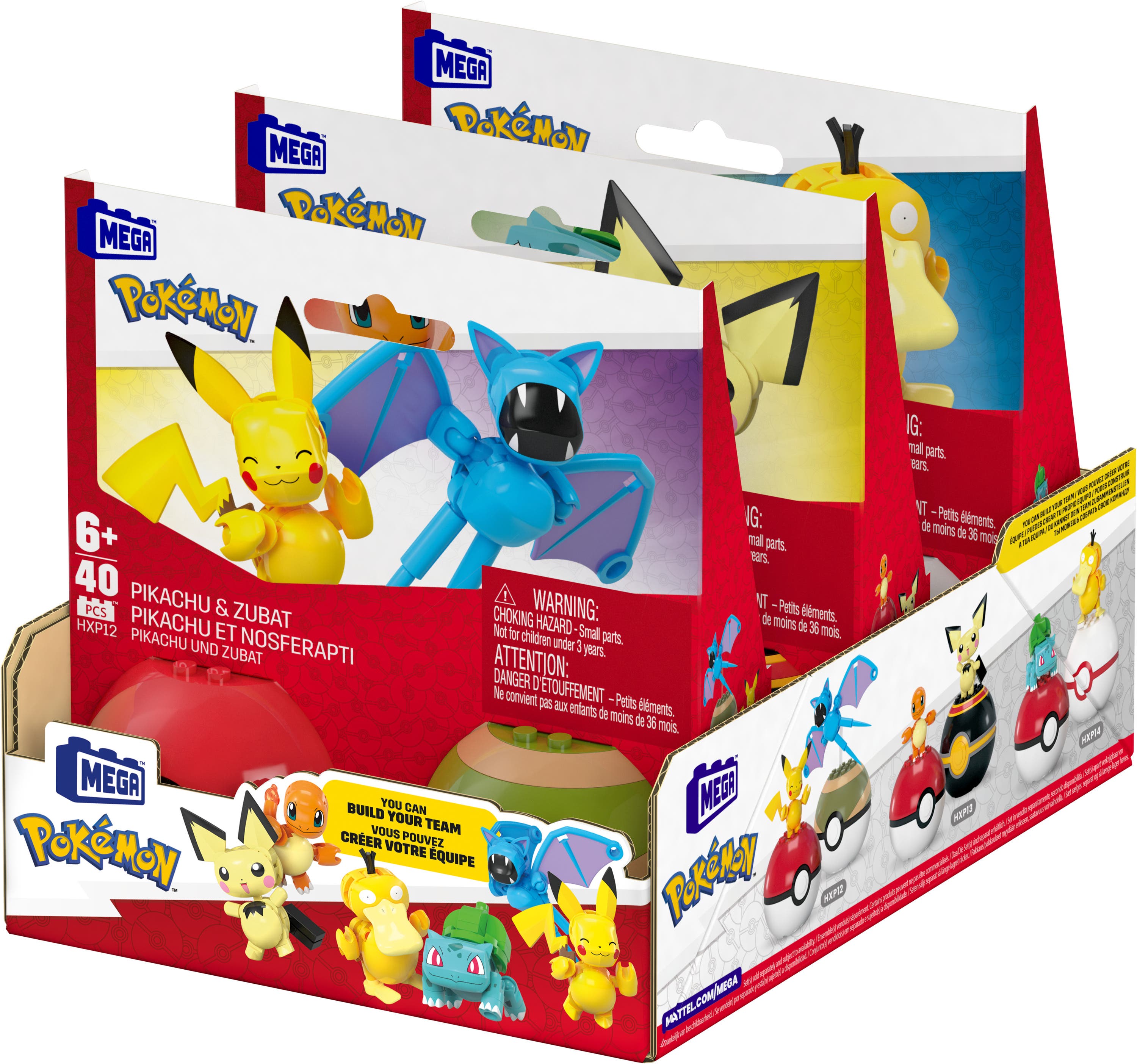 Pokémon 2 Pack Pokébolas Incluye Psyduck y Bulbasaur Mega Bloks - Juguetron